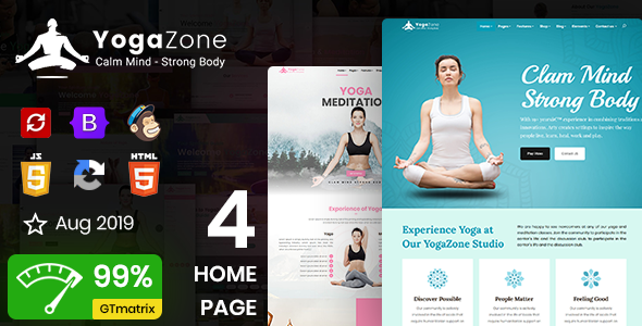 YogaZone: Yoga, Fitness & Meditation Mobile Responsive Bootstrap HTML Template